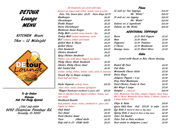 Menu :: Detour-lounge